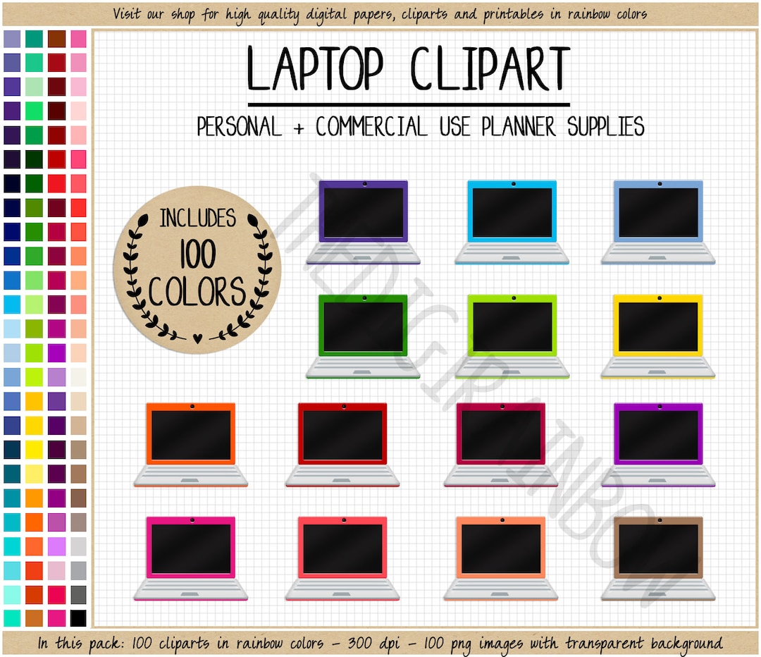 SALE 100 LAPTOP Clipart Rainbow Laptop Stickers Computer Stickers ...