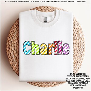 100 Doodle Alphabet PNG Bundle in Rainbow Colors, Bright Sublimation ...