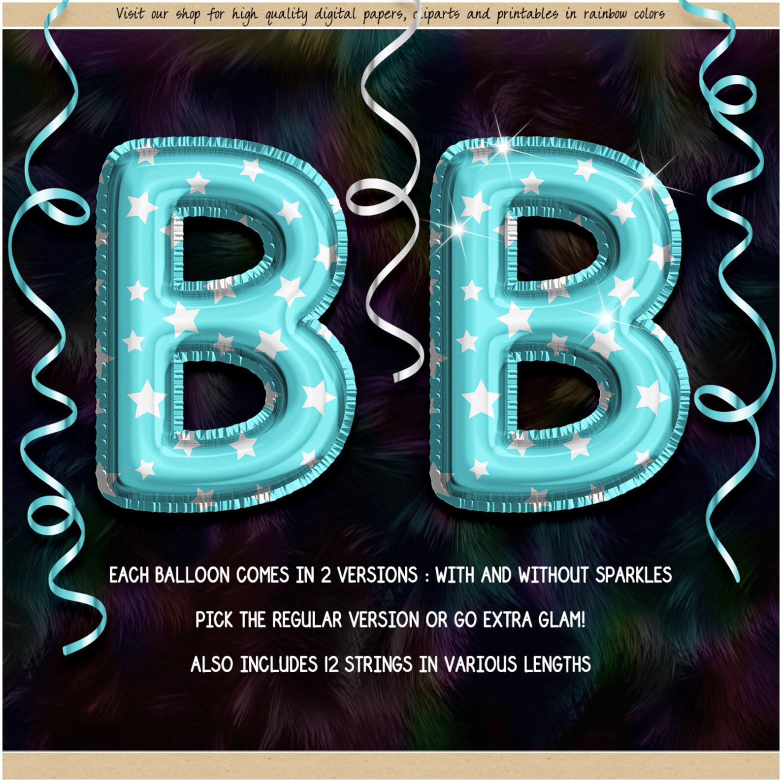 BLUE Foil Balloon Alphabet Clipart Star Balloon Font Heart - Etsy