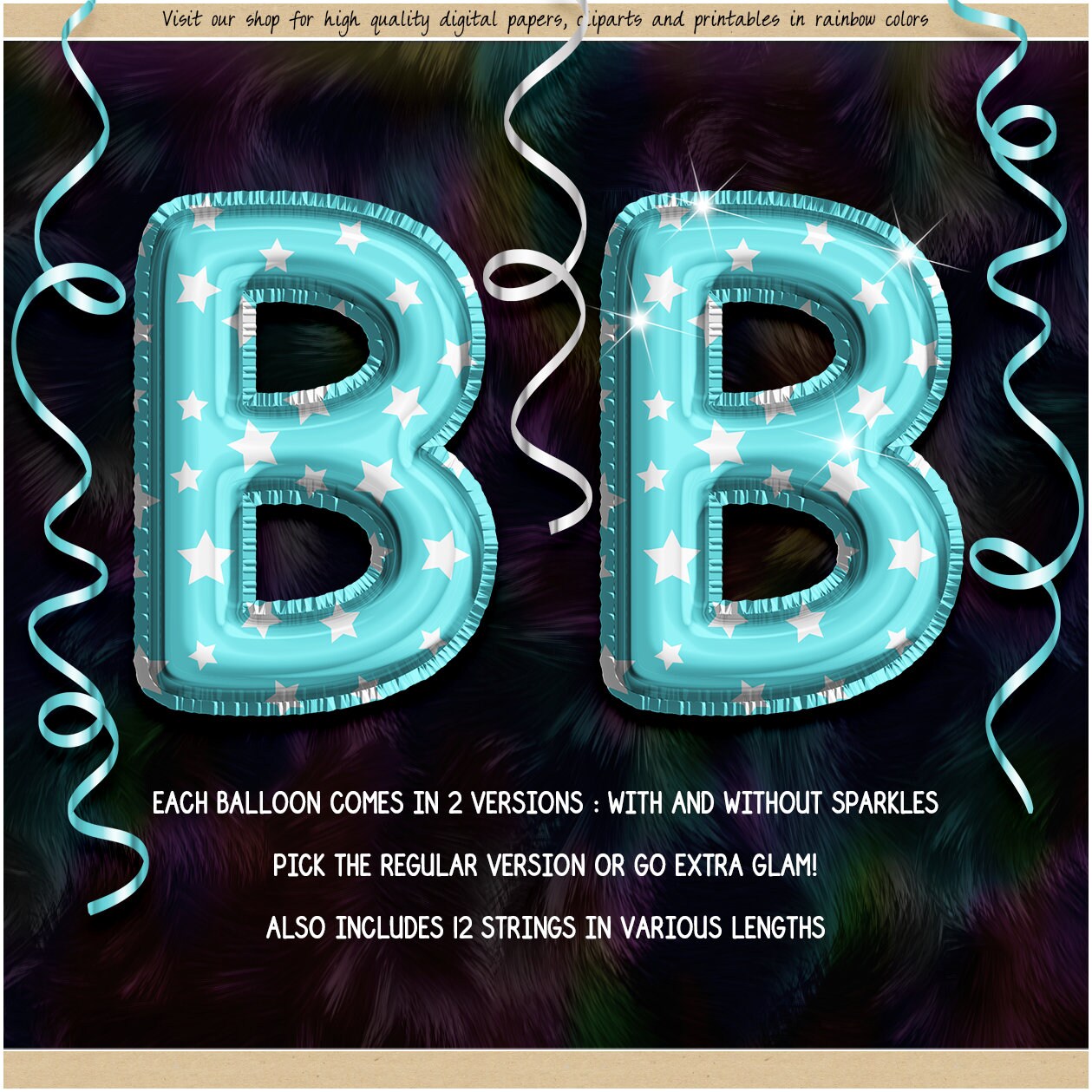 BLUE Foil Balloon Alphabet Clipart Star Balloon Font Heart - Etsy