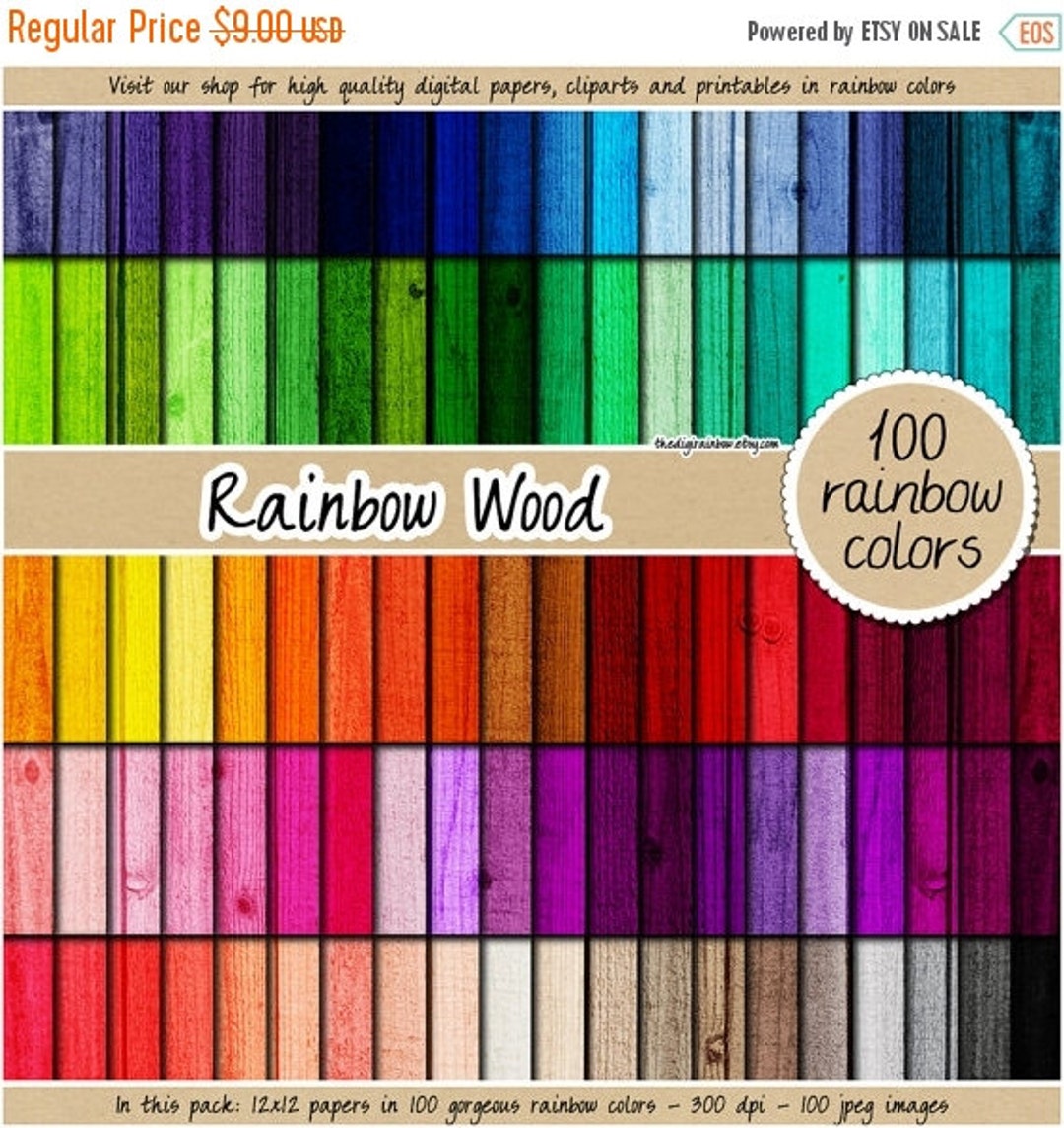 SALE 100 Wood Digital Paper Natural Wood Print Colored Wood Background ...