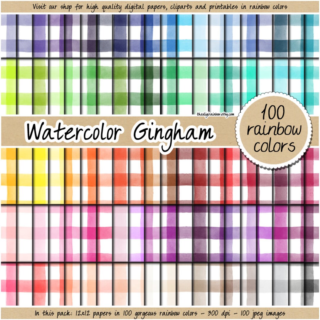 SALE 100 Seamless Watercolor Digital Paper Gingham Digital Paper ...