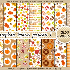 SEAMLESS Fall Digital Paper Pumpkin Spice Background Thanksgiving ...