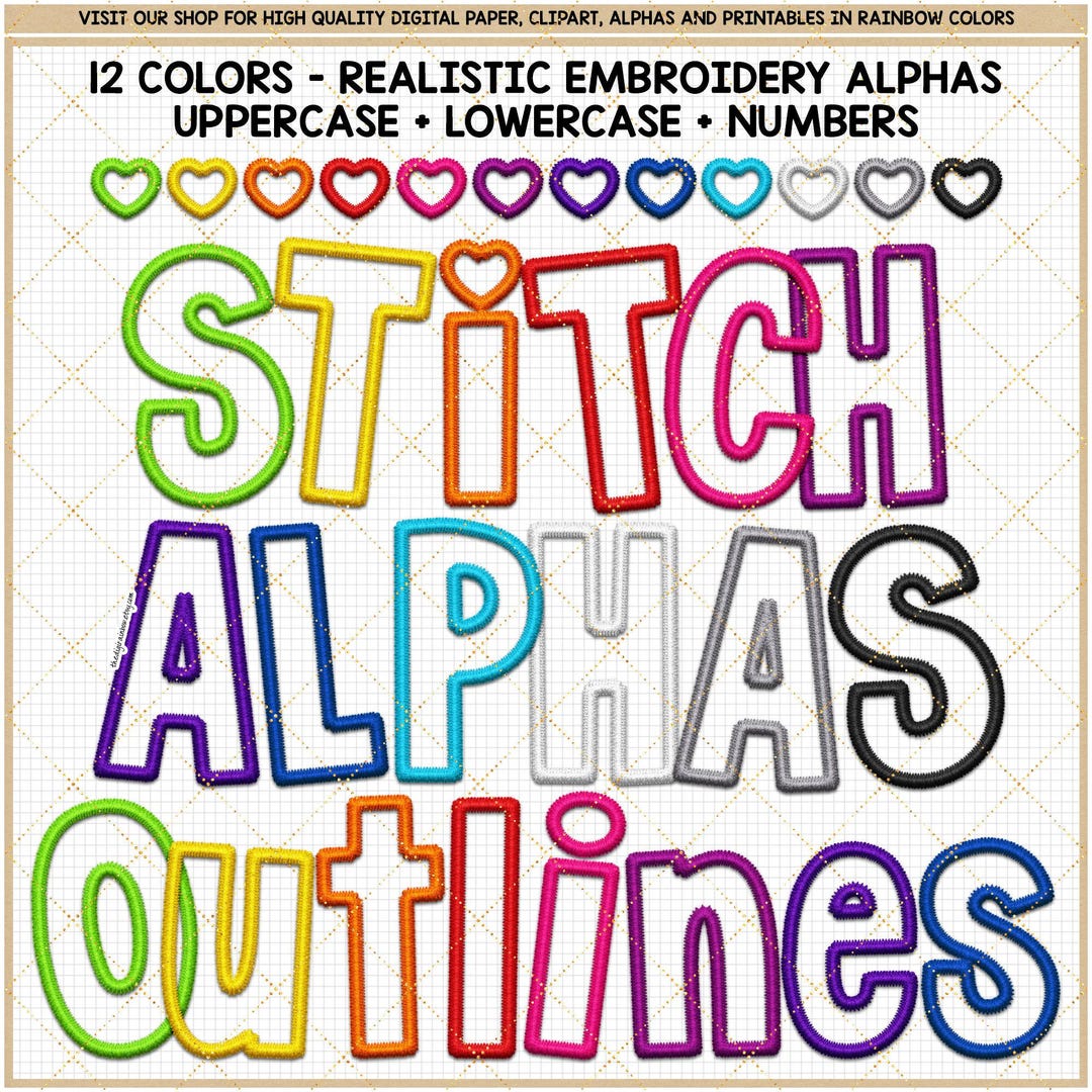 Faux Embroidery Alphabet PNG, Realistic Stitch Patch Letter, Fill Your ...
