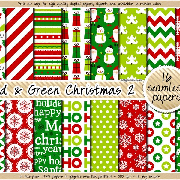 Christmas Digital Paper - Etsy