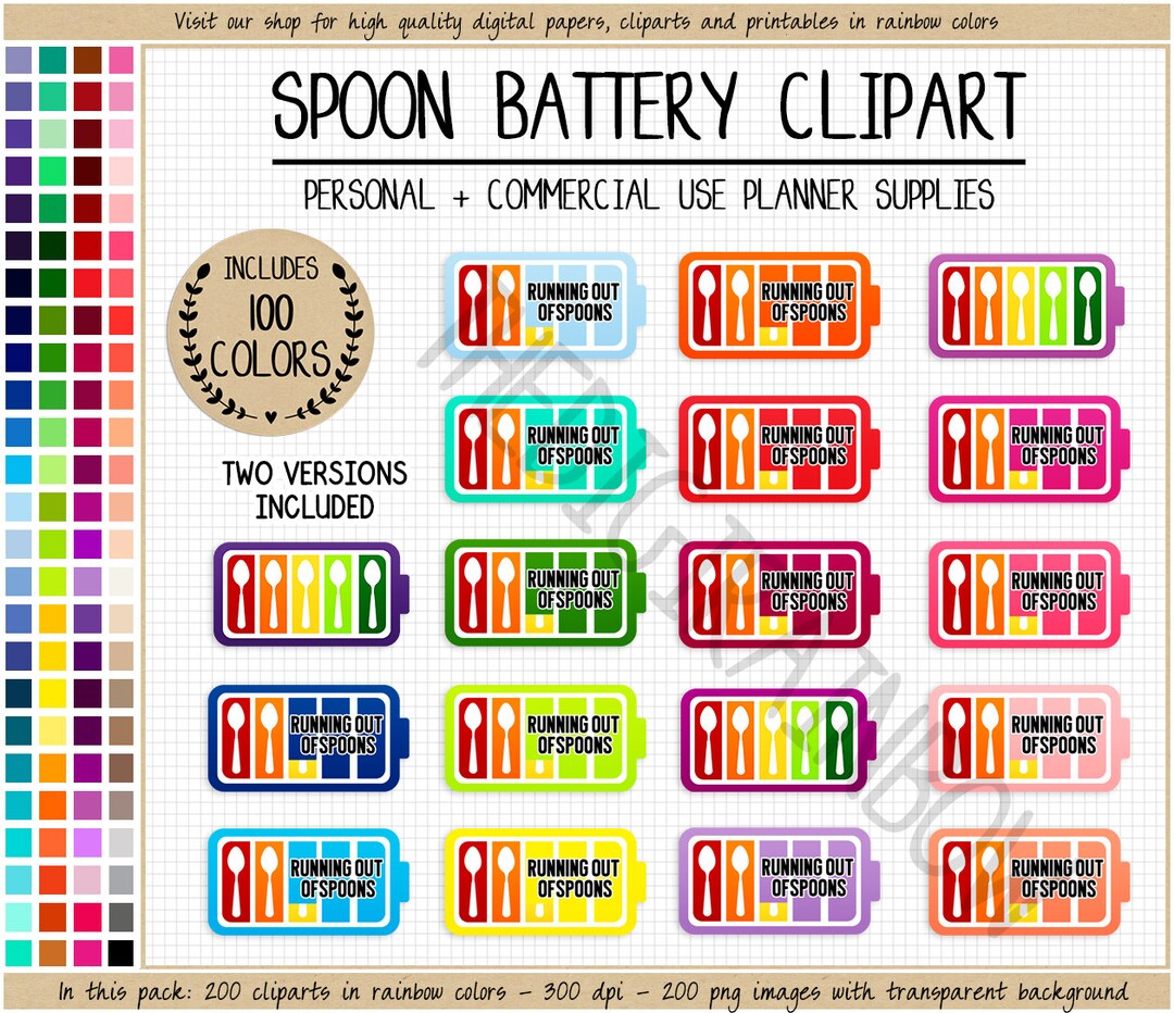 SALE 200 Running Out of Spoons Digital Stickers Energy Level Tracker ...