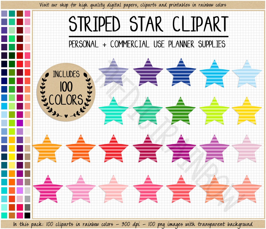 SALE 100 STAR Clipart Rainbow Star Stickers Star Icon Star Planner ...