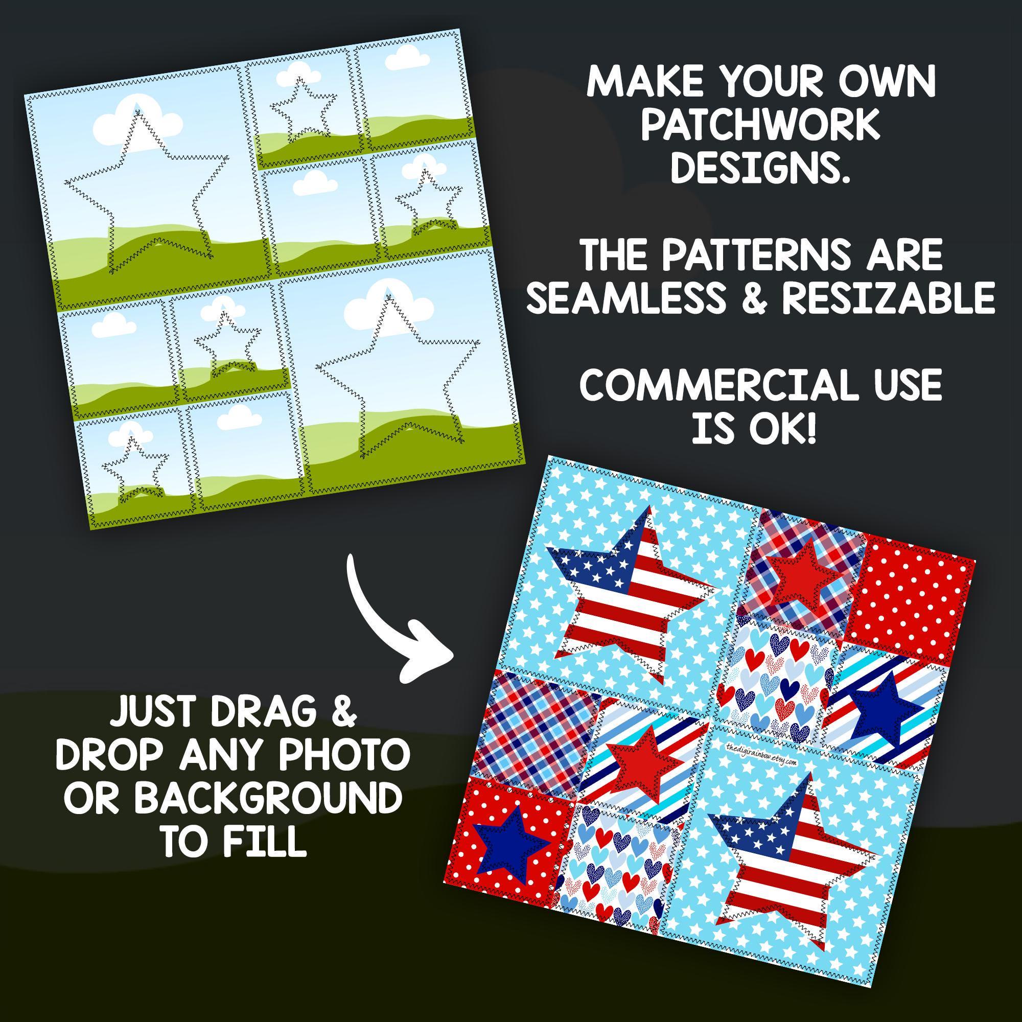Patchwork CANVA Template Bundle, Make Your Own Seamless Patchwork ...
