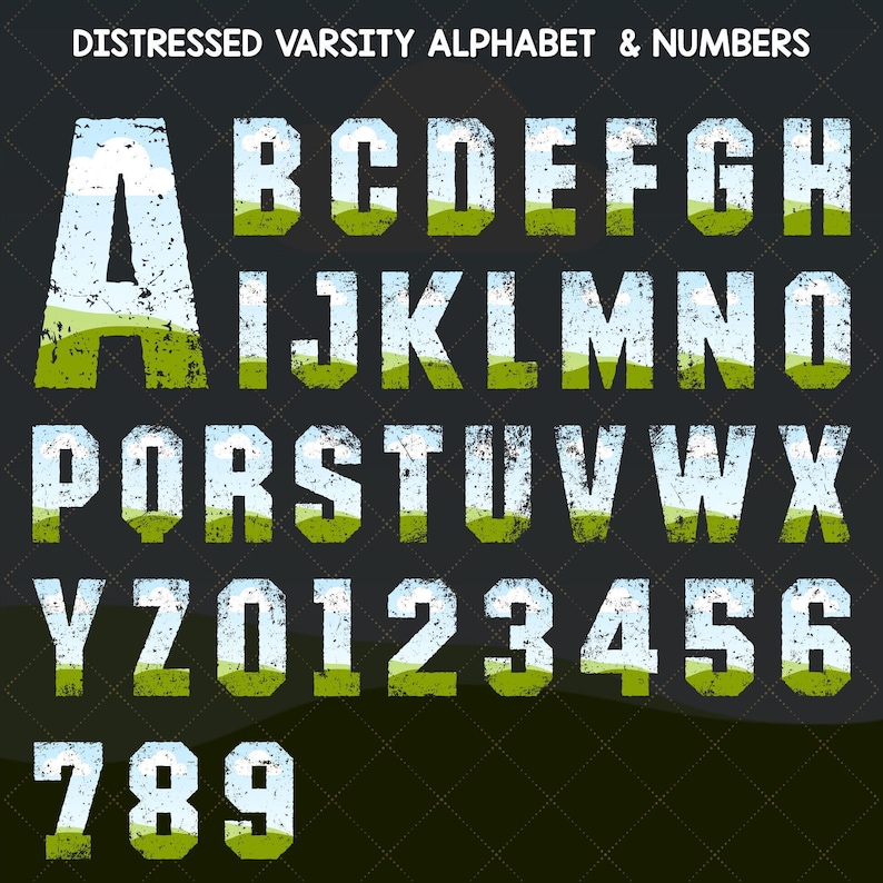 Distressed Varsity Alphabet, Editable College Letters, Football CANVA ...