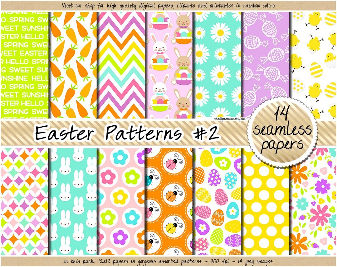 SEAMLESS Easter Digital Paper Printable Easter Pastel Background Bunny ...