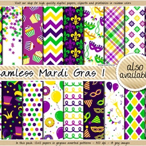 SEAMLESS Mardi Gras Digital Paper Carnival Background Glitter Fat ...