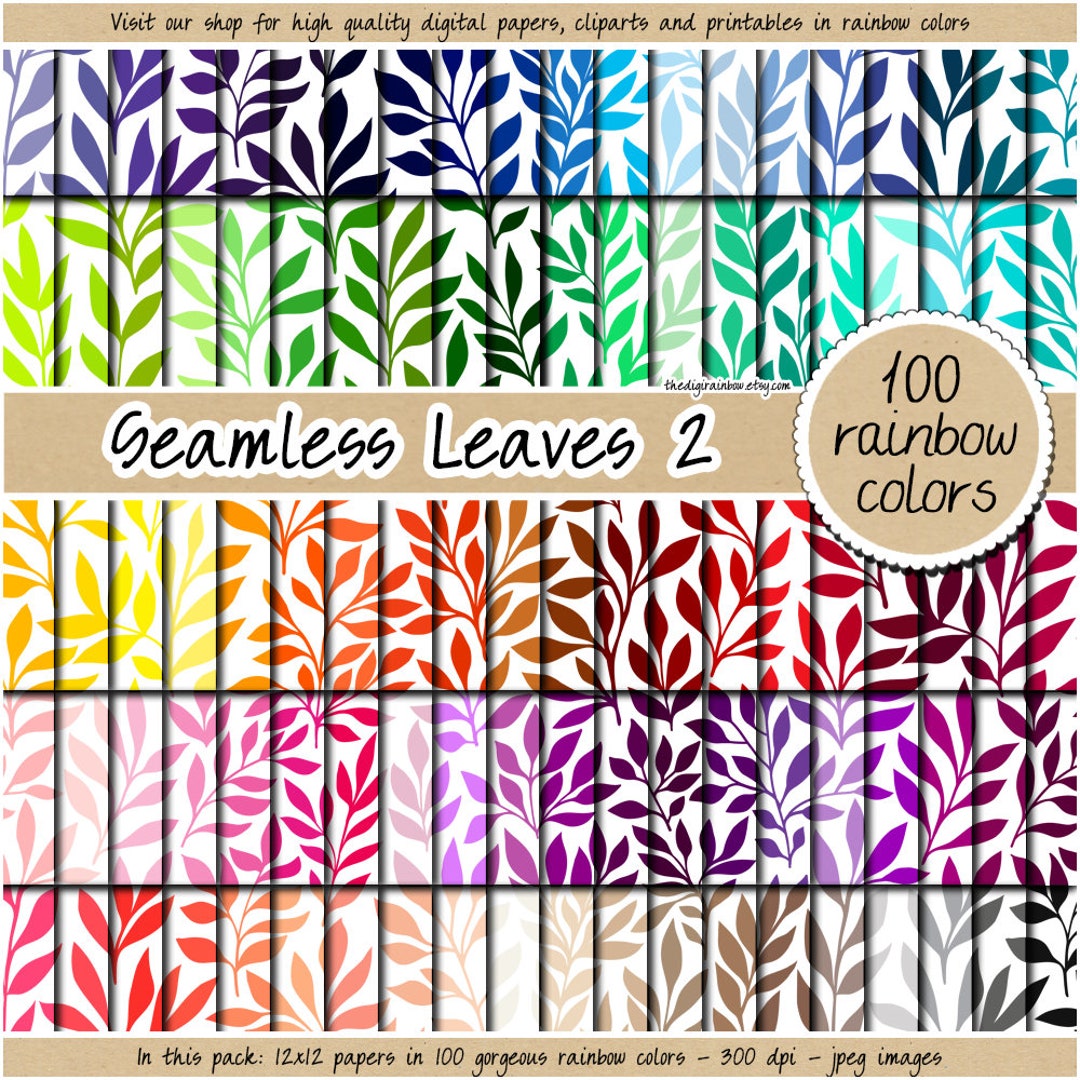 100 Leaf Digital Paper Seamless Boho Rainbow Pattern Floral - Etsy
