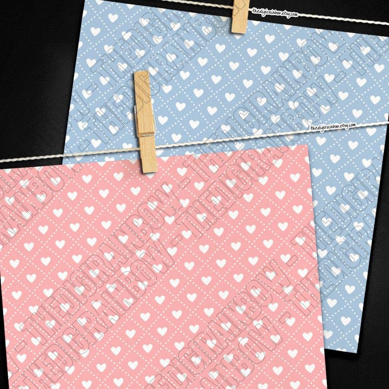 100 Seamless Heart Digital Paper Valentine's Day Digital Paper Wedding ...
