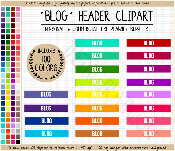 SALE 100 BLOG HEADER Sticker Blogger Planner Sticker Blog | Etsy