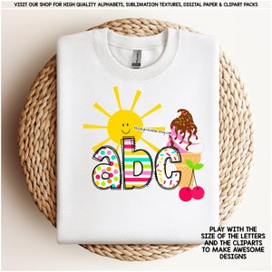 Ice Cream Doodle Alphabet PNG Bundle Summer Sublimation Popsicle ...