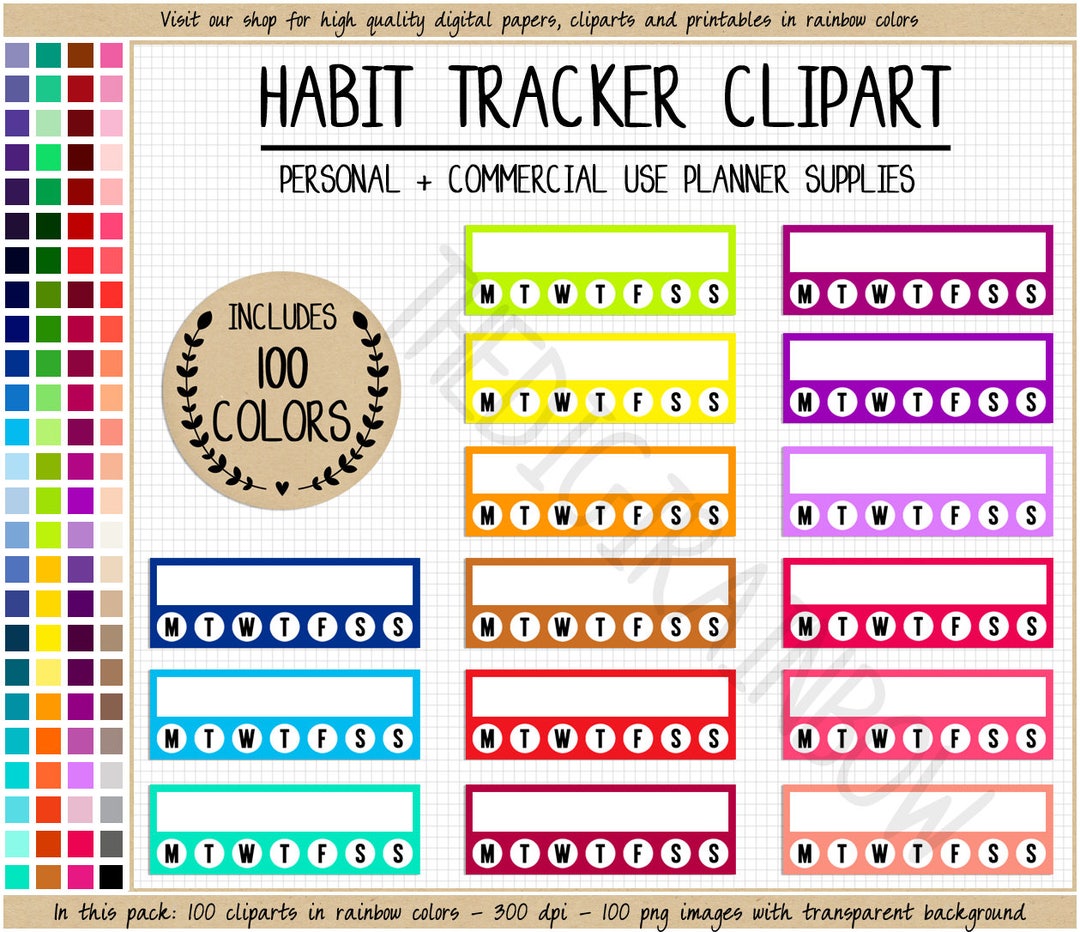 Sale 100 WEEK HABIT TRACKER Sticker Week Printable Planner Sticker ...