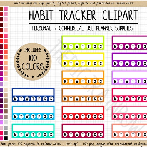 Sale 100 WEEKLY HABIT TRACKER Planner Sticker Week Printable - Etsy
