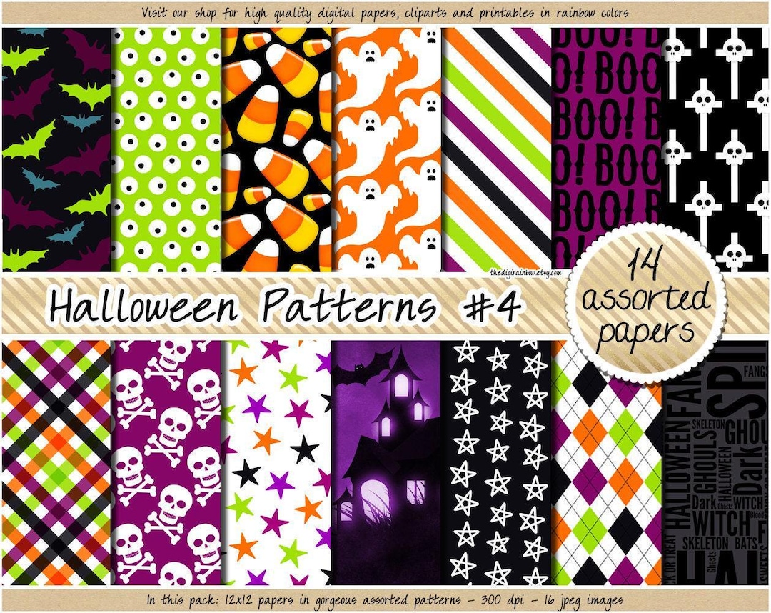 SEAMLESS Halloween Digital Paper Halloween Party Printable Plaid ...