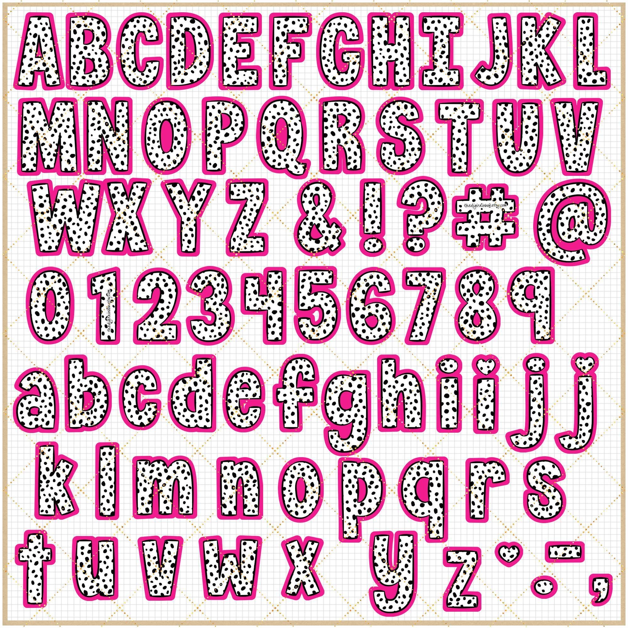 Dalmatian Dot PNG Alphabet Bundle Bright Color Letters Back to School ...