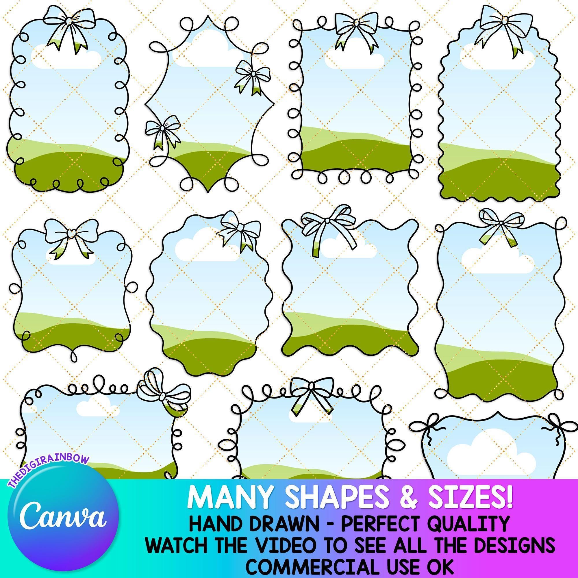 50 Coquette Bow Frame Canva Templates, Editable Wavy Ribbon Whimsical ...