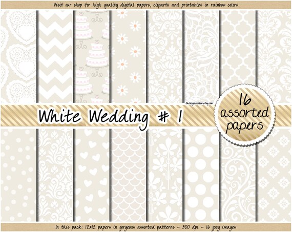 SALE White Wedding Digital Paper Wedding Pattern Wedding - Etsy UK