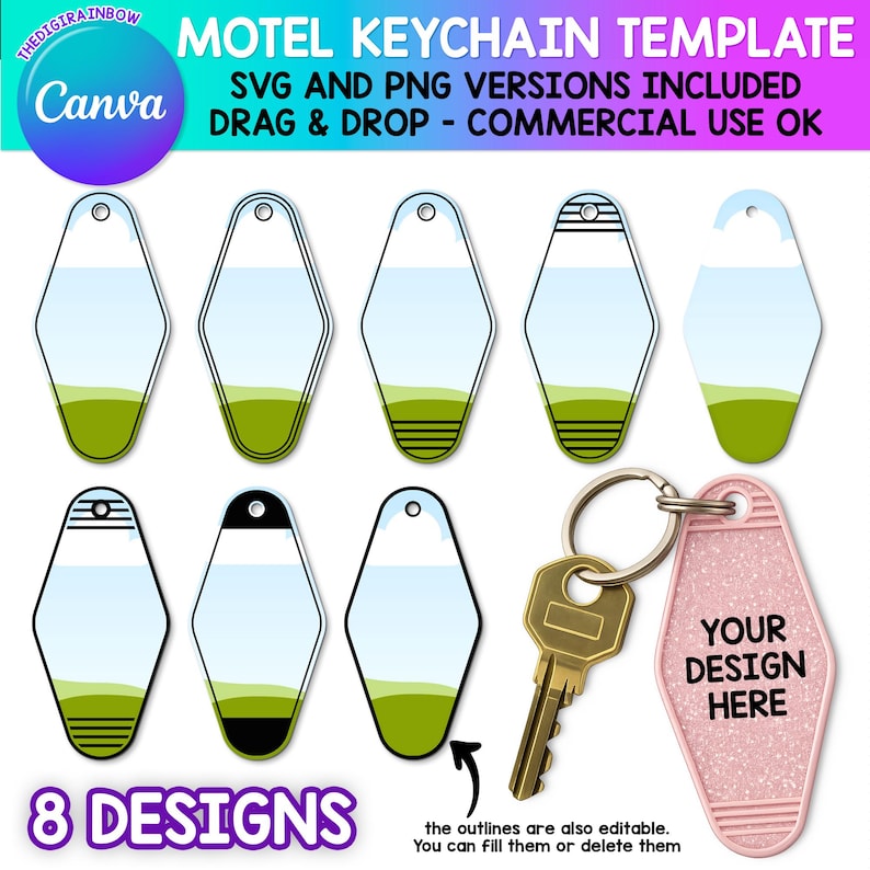Motel Keychain Canva Editable Template, Blank Keychain Sublimation ...