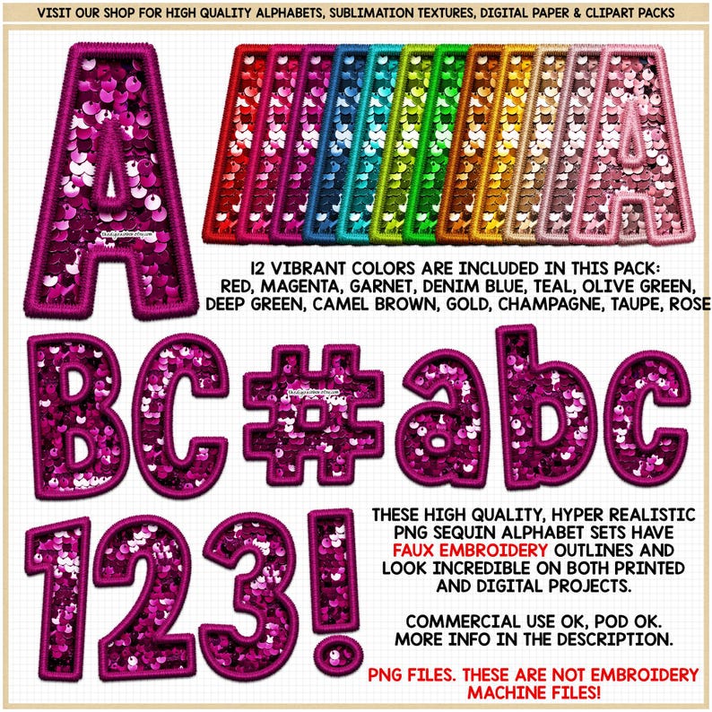 Sequin Alphabet PNG Faux Embroidery Applique Patch Letters, Gold ...