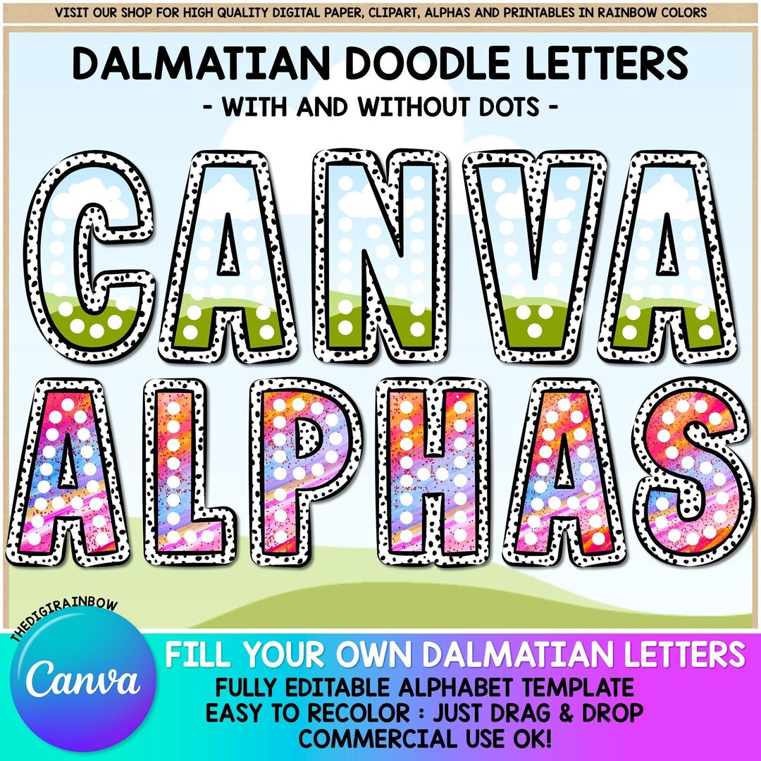 CANVA Dalmatian Alphabet Template, Design Your Own Dalmatian Dots ...