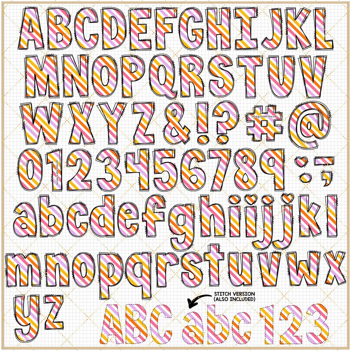 Pink Halloween Doodle Alphabet PNG Font Coquette Bow Pumpkin Clipart ...
