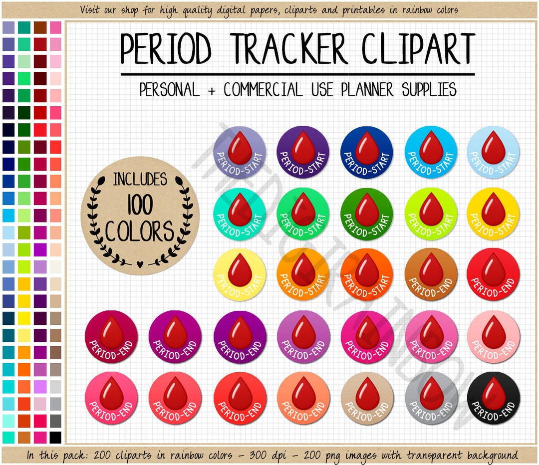 SALE 200 PERIOD TRACKER Printable Digital Sticker Blood Drop - Etsy ...