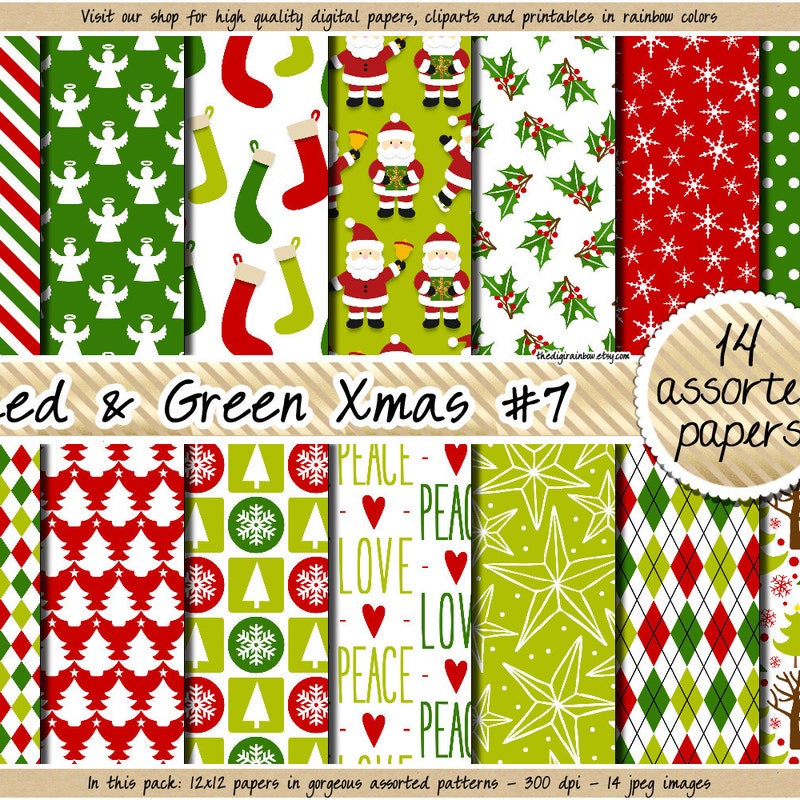 Christmas Digital Paper - Etsy