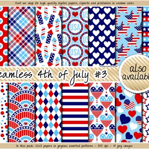 SALE 4th of July Digital Paper Seamless Patriotic Pattern - Etsy