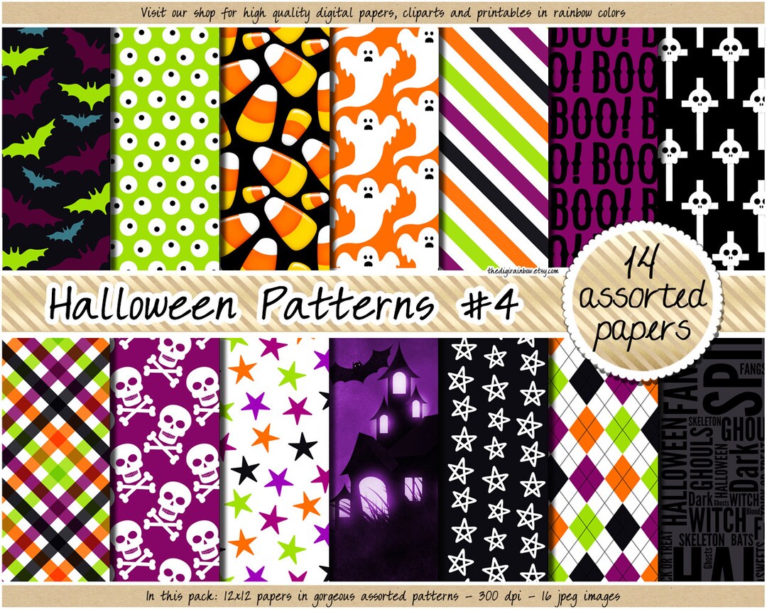 SEAMLESS Halloween Digital Paper Halloween Party Printable Plaid ...