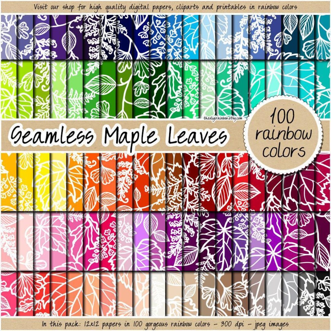 100 Seamless Maple Leaf Digital Paper Printable Floral Background ...