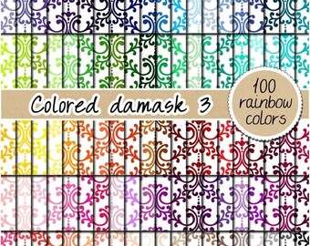 Damask Digital Papers - Etsy