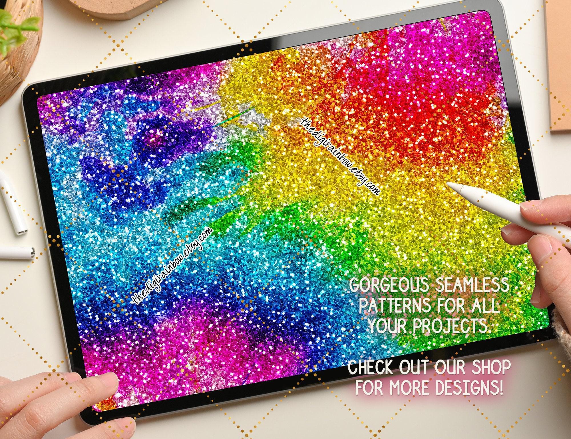 SEAMLESS Glitter Tie Dye Digital Paper Rainbow Gradient Texture ...