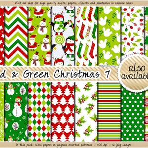 SALE Christmas Digital Paper Red and Green Christmas Digital Paper ...