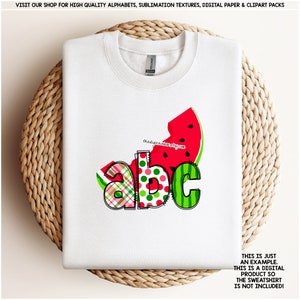 Watermelon Doodle Alphabet PNG Bundle Summer Sublimation Design Fruit ...