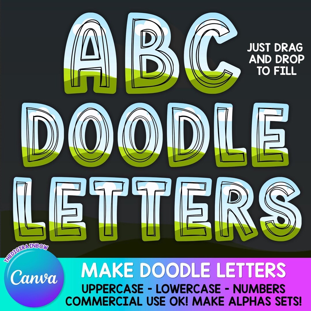 EDITABLE Doodle Alphabet Canva Template, Fill Your Own Custom Blank ...