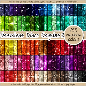 155 SEAMLESS Sequin Digital Paper Rainbow Disco Sequin Background ...