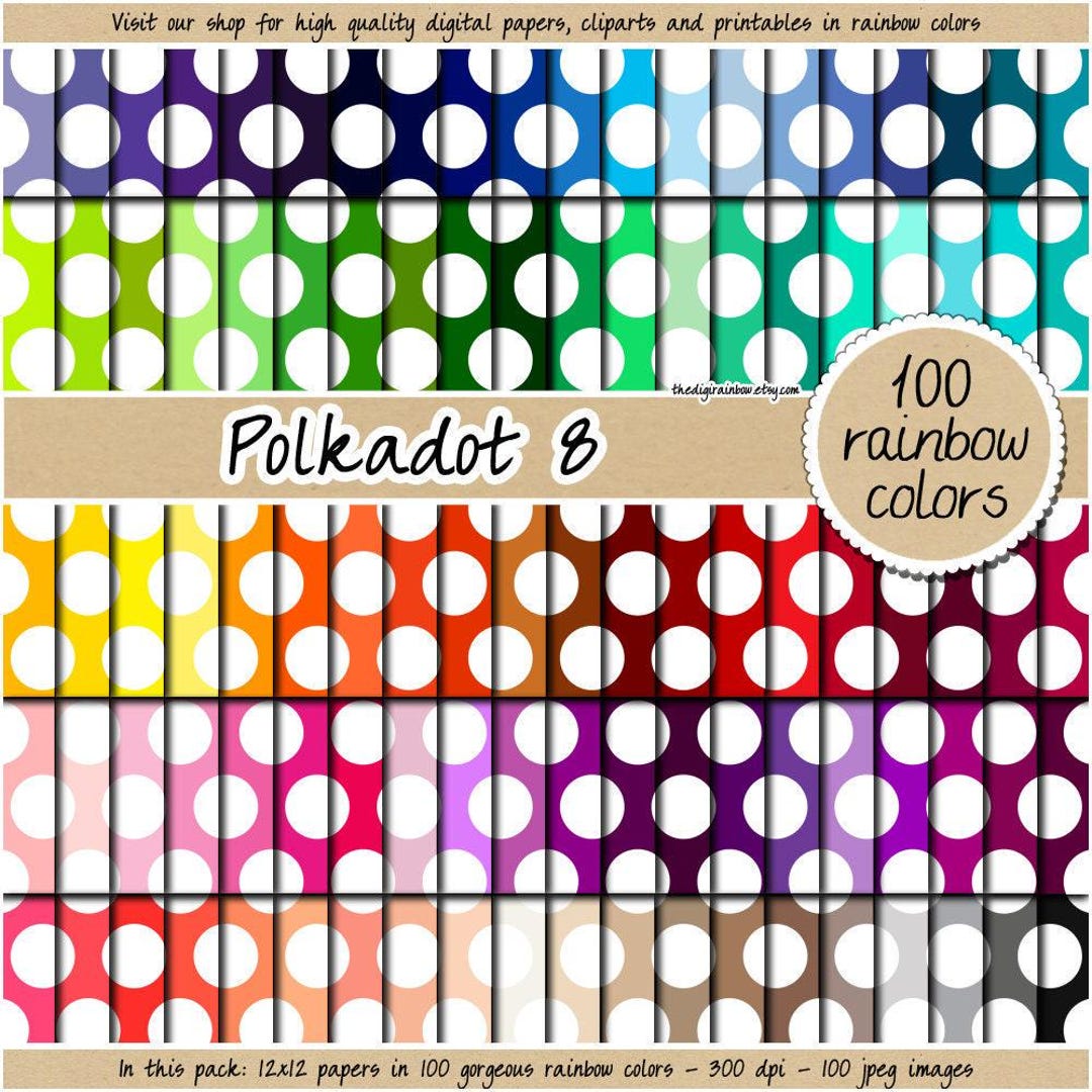 100 Large Polka Dot Digital Paper Seamless Big Polkadot Background ...