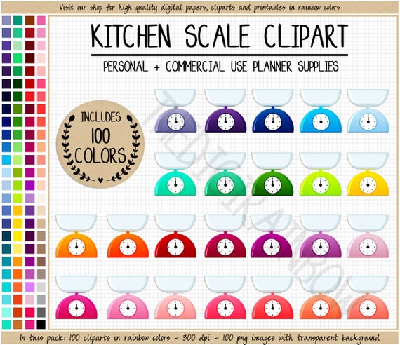 SALE 100 FOOD SCALE Clipart Food Scale Stickers Kitchen Scale | Etsy