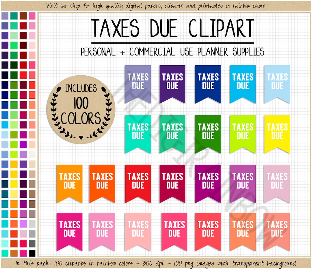 SALE 100 TAXES DUE Clipart Bill Due Planner Sticker Pay Taxes Flag ...