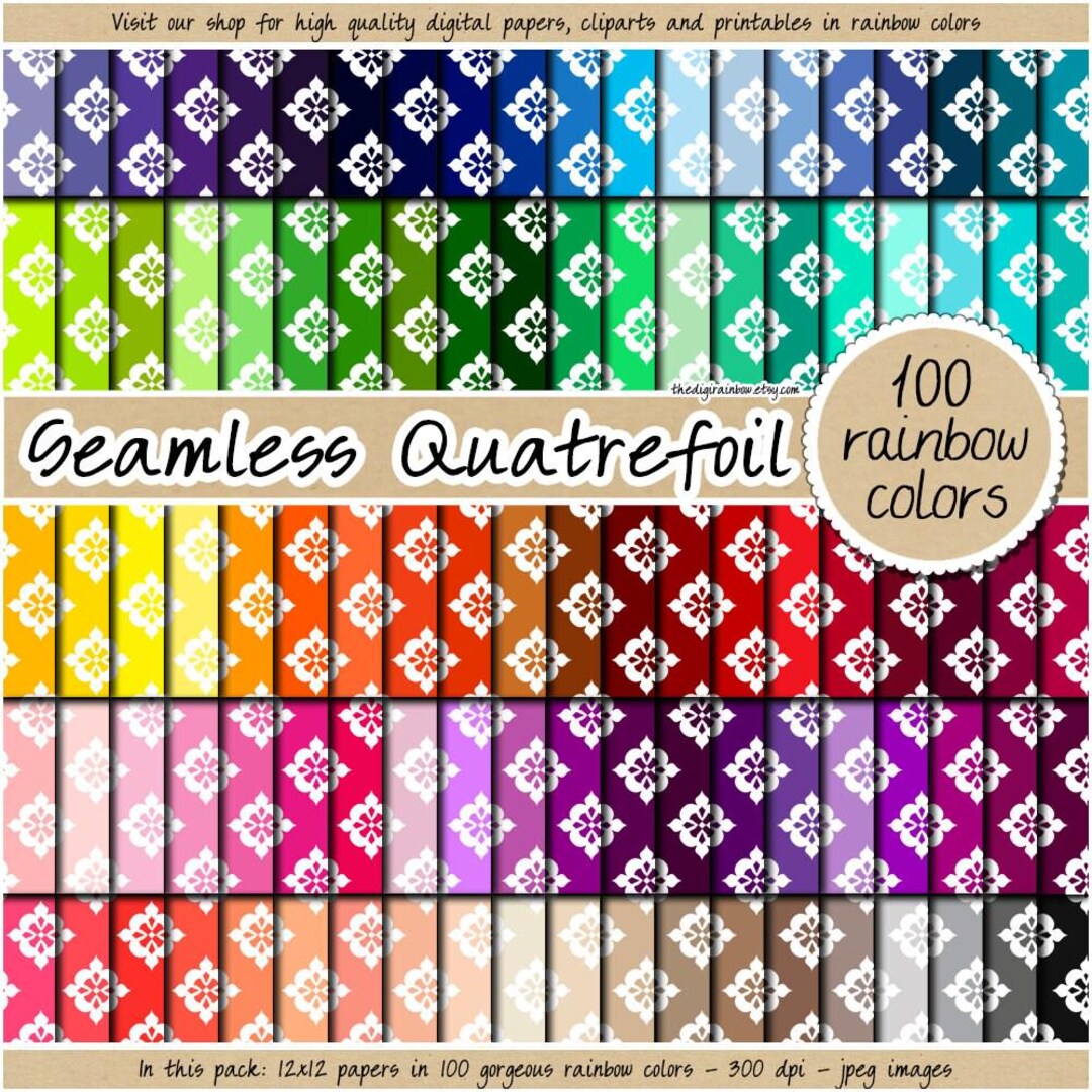100 SEAMLESS Moroccan Digital Paper Rainbow Quatrefoil Background ...