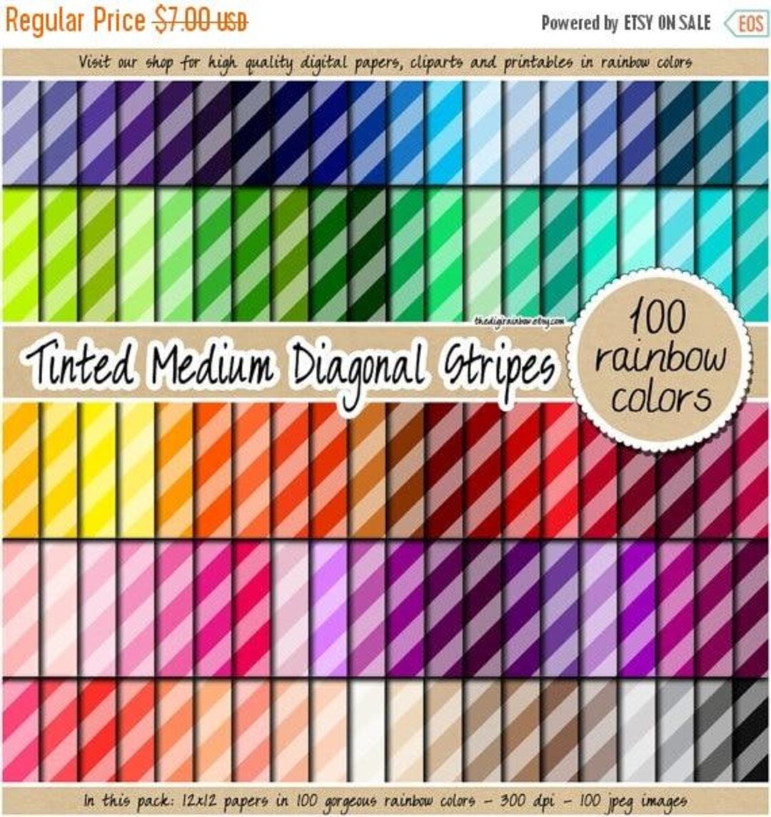 100 SEAMLESS Tinted Diagonal Striped Digital Paper Printable Stripe ...