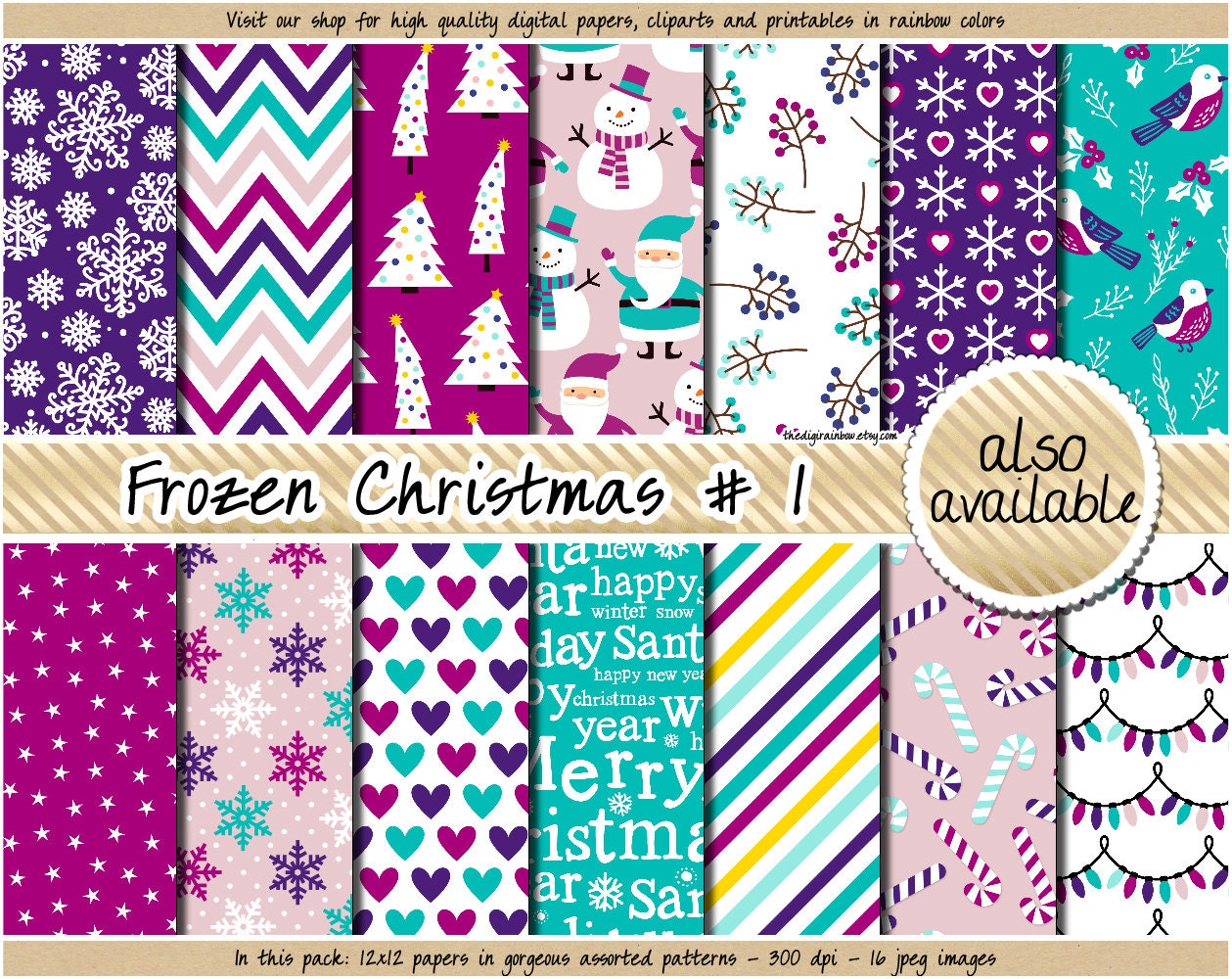 SALE Christmas Digital Paper Frozen Digital Paper Christmas - Etsy