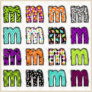 Halloween Doodle Alphabet PNG Font Spooky Pumpkin Lantern Vampire Ghost ...