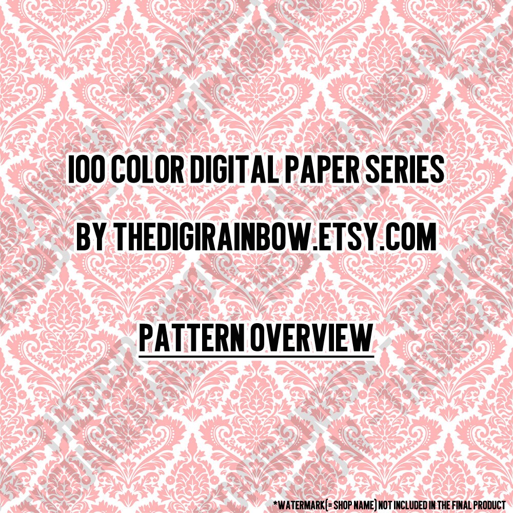 100 Damask Digital Paper Wedding Digital Paper Rainbow Damask - Etsy