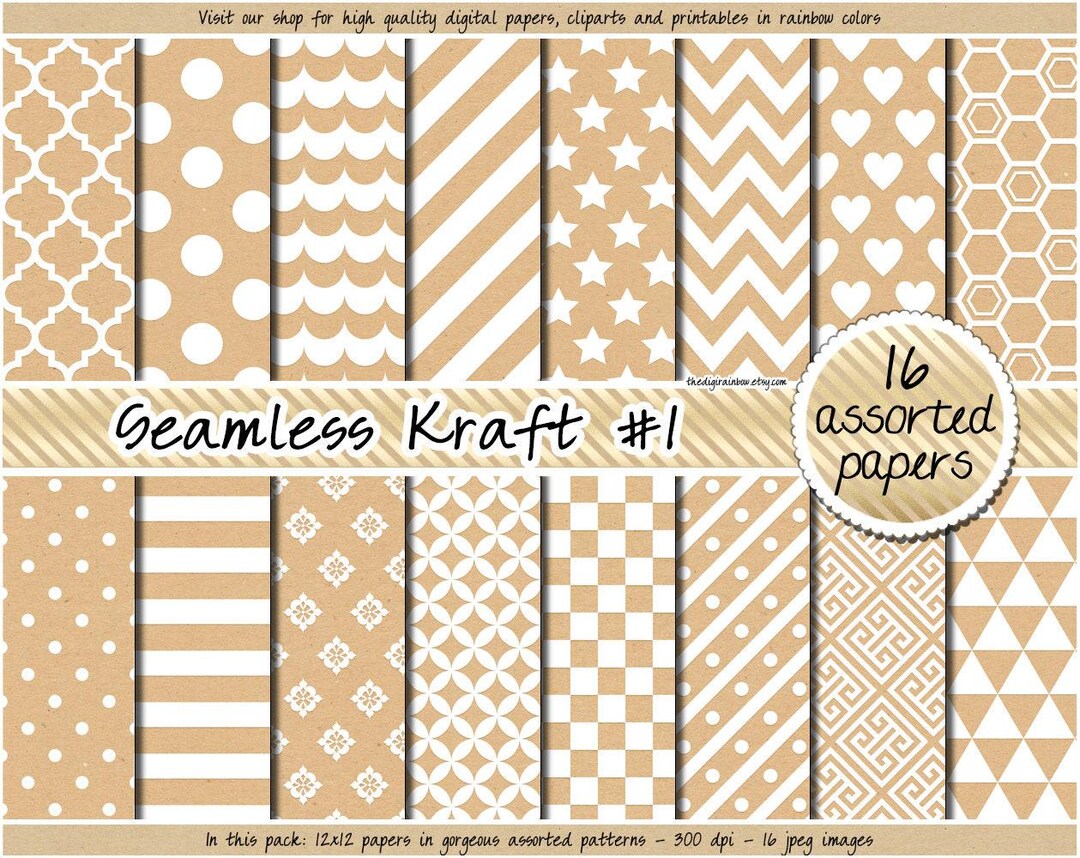 SEAMLESS Kraft Digital Paper Printable Brown Paper Texture Kraft ...