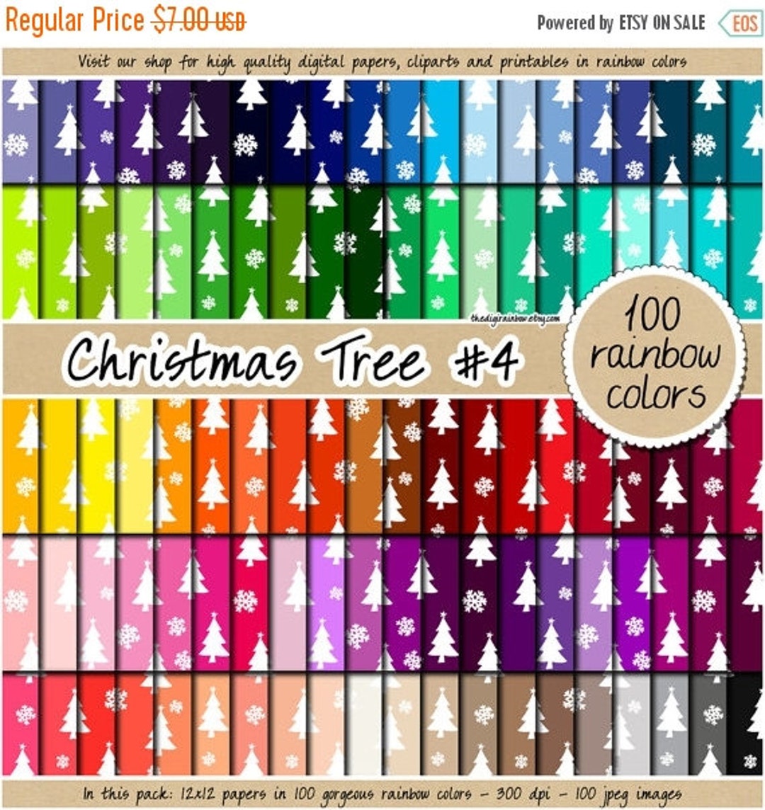 100 Christmas Tree Digital Paper Seamless Christmas Pattern Tree ...